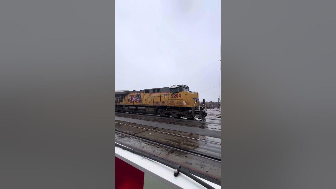 Empty well car train crossing sequence on a rainy day in Salt Lake City - YouTube