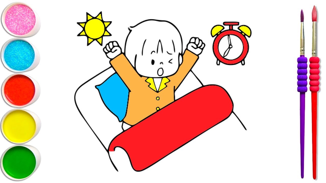 How to Draw Baby Wake up in the Morning | Awaking Boy drawing for Kids ...