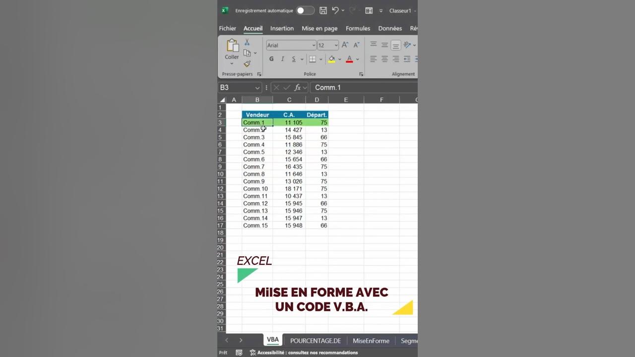 Excel Mise En Forme Automatisée Avec Un Code VBA EXCEL - YouTube