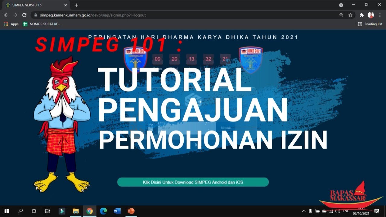 SIMPEG 101 : Tutorial Pengajuan permohonan izin lupa absen masuk dan ...