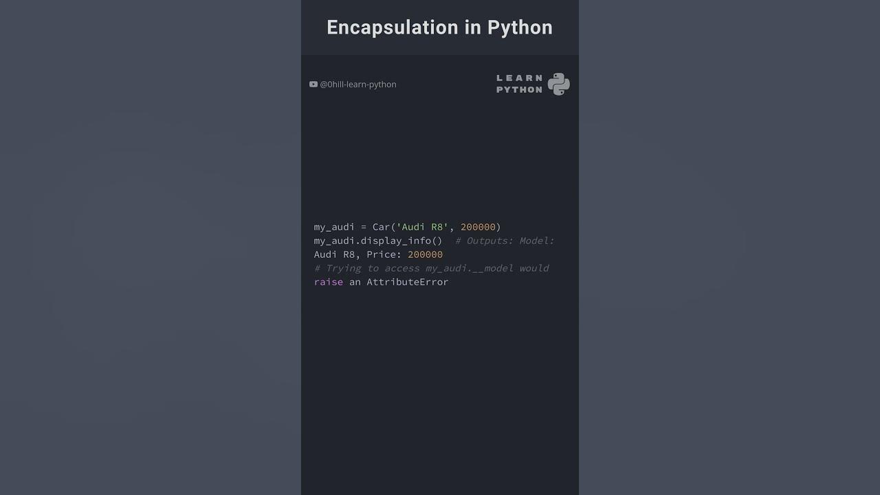 Encapsulation In Python Pythonlearning Programming Coding Pythoncoding Python Youtube