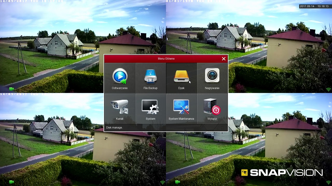 MENU GŁÓWNE - w rejestratorach SNAPVISION - YouTube