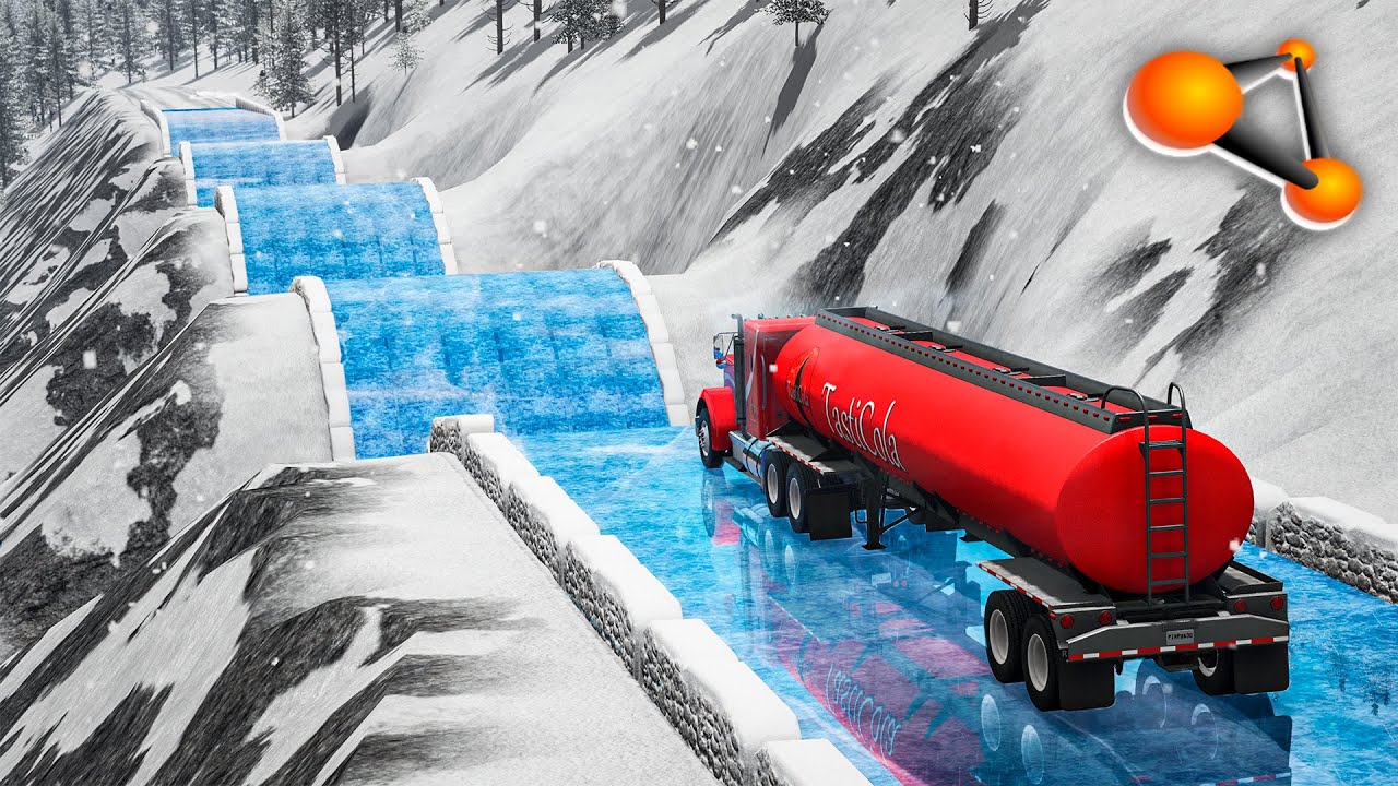 BeamNG.drive - Cars Driving On Ice Slides - YouTube