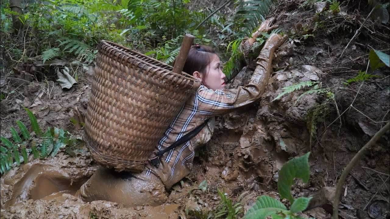 the dangers of the swamp. The girl fell into the swamp. girl alone in ...