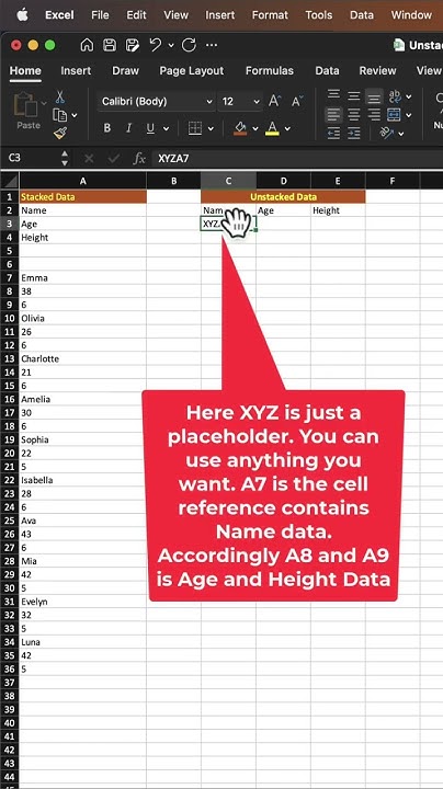 Unstacking rows into columns in excel using formula - YouTube