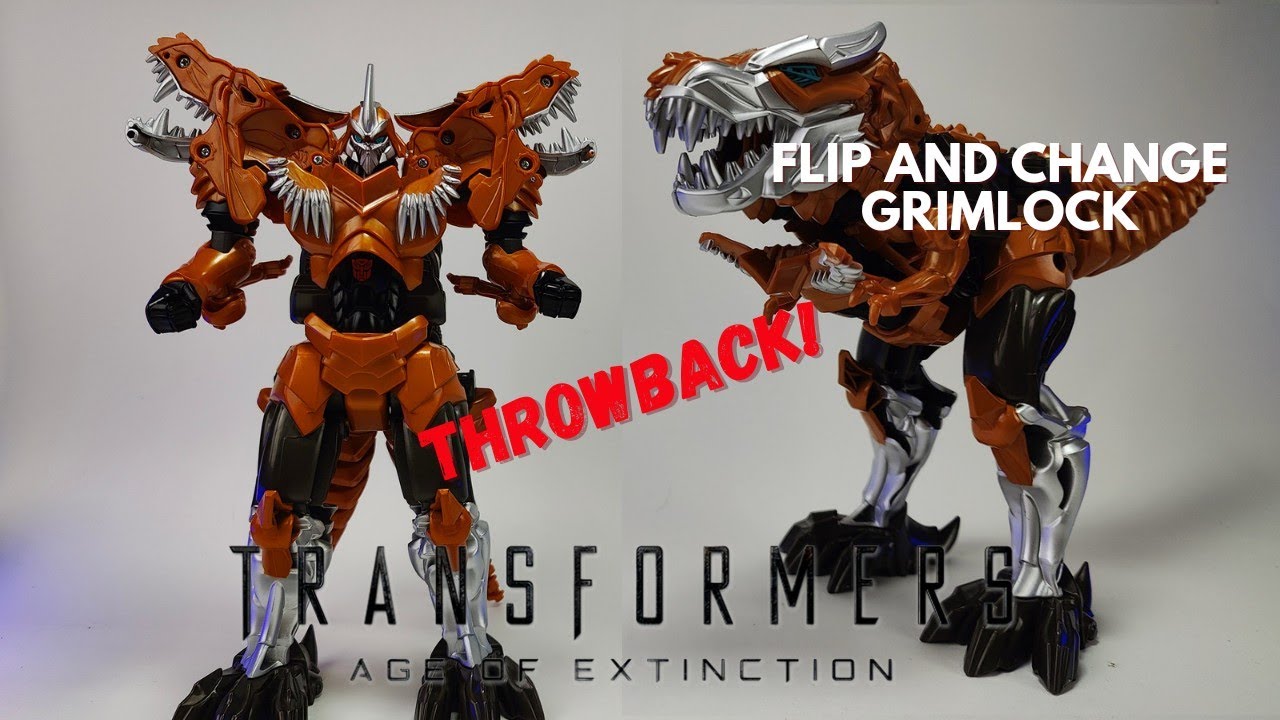 Transformers Age of Extinction Flip and Change GRIMLOCK! THROWBACK ...