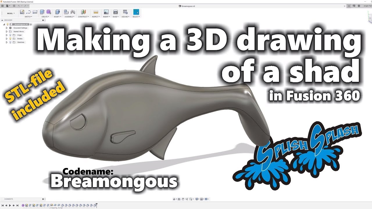 Making a 3D drawing of a shad in Fusion 360 - YouTube