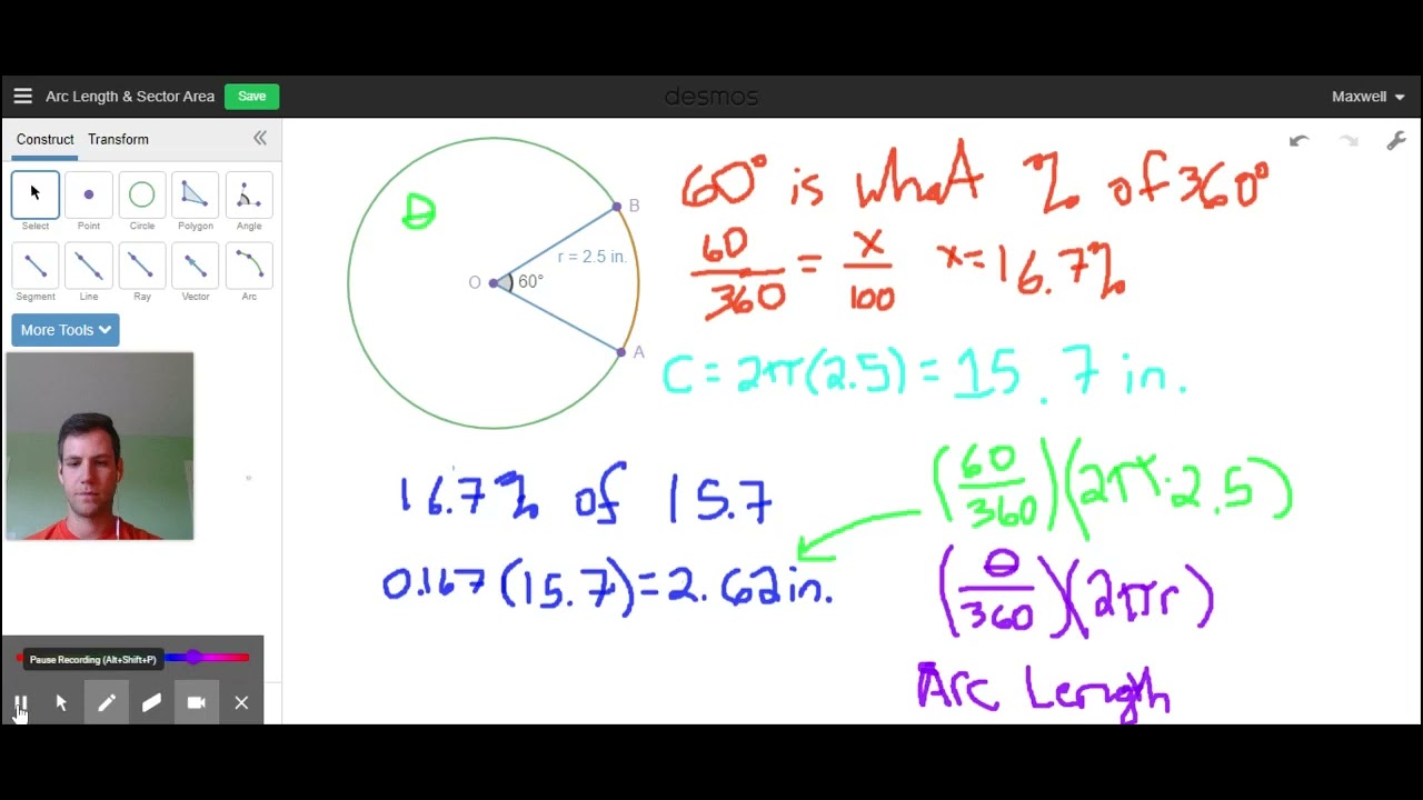 Formulas for Arc Length & Sector Area of a Circle - YouTube