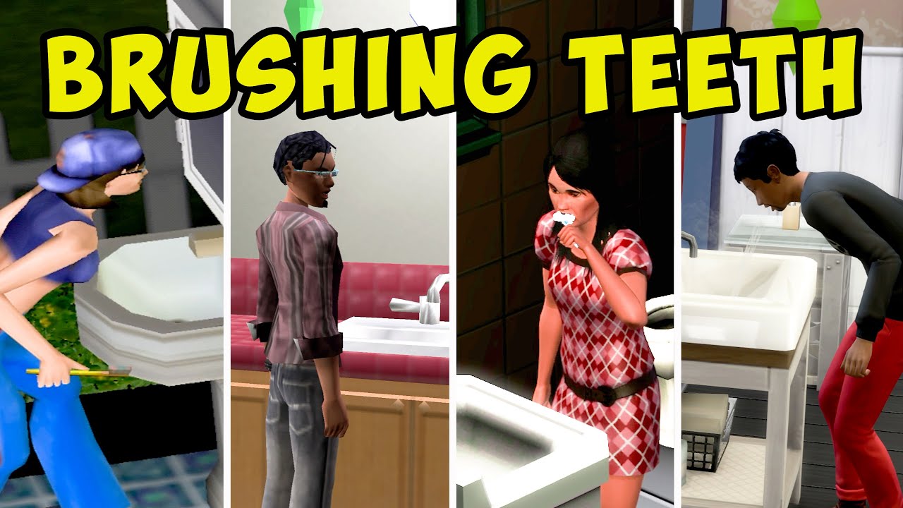 Sims 1, Sims 2, Sims 3, Sims 4 - Brushing Teeth Evolution - YouTube