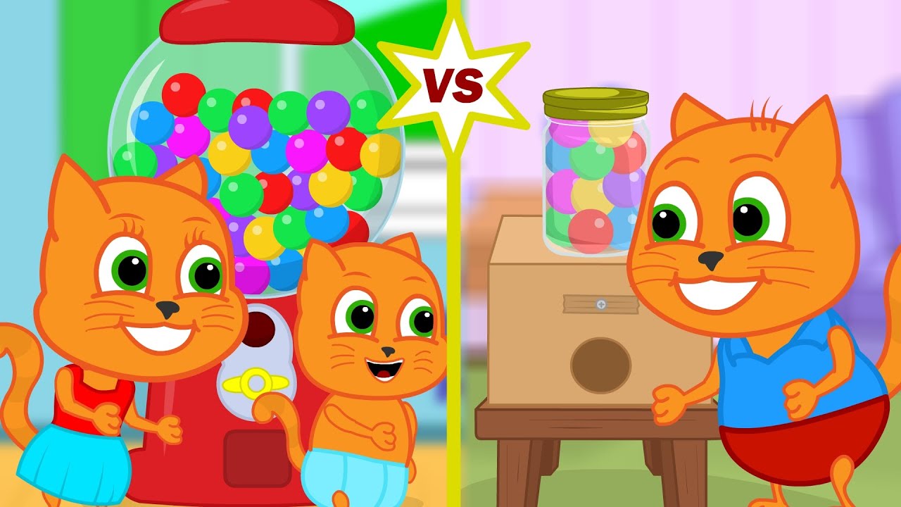 🔴 Cats Family in English - Gumball Machine VS Homemade Gumball Machine ...