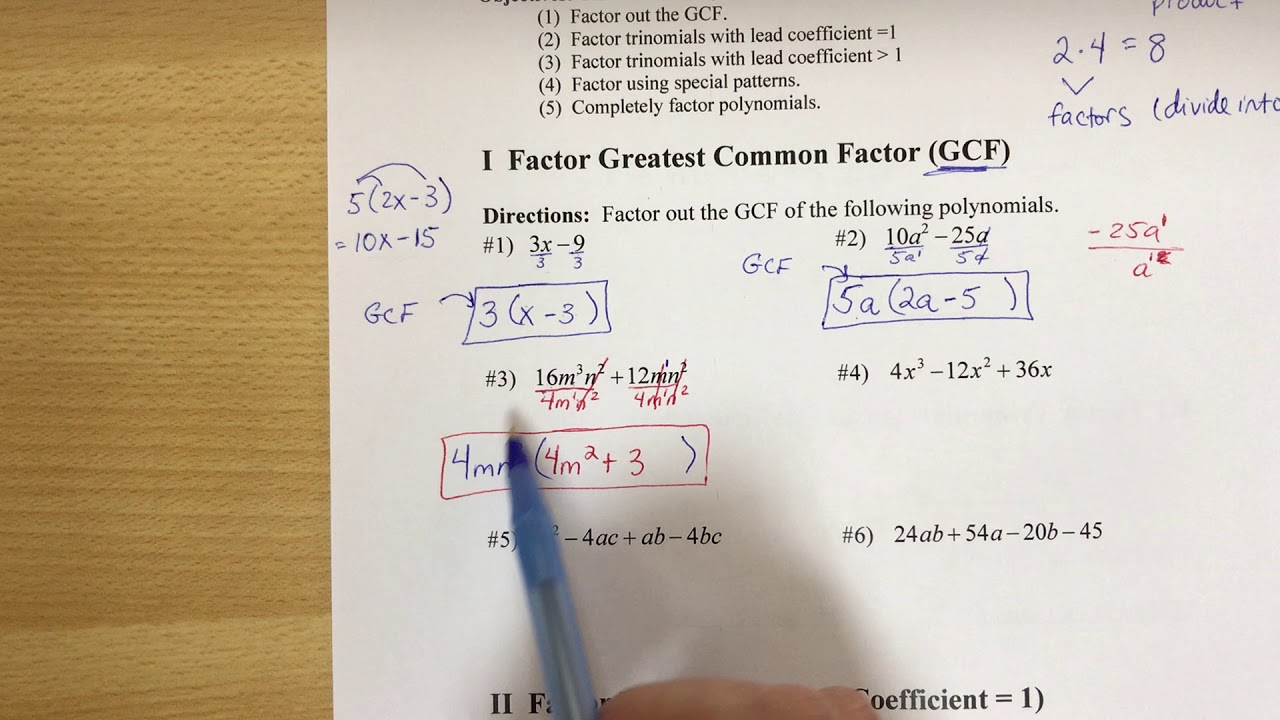 Algebra 1 Notes 8-5 to 8-7 Factoring Part 1 - YouTube