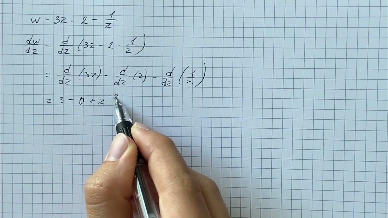 Find the first and second derivatives w = 3z-2 - 1/z | Plainmath - YouTube