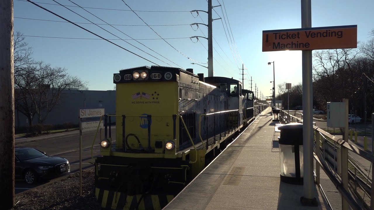 LIRR Concrete Tie Train at St. James with 168/157 - YouTube