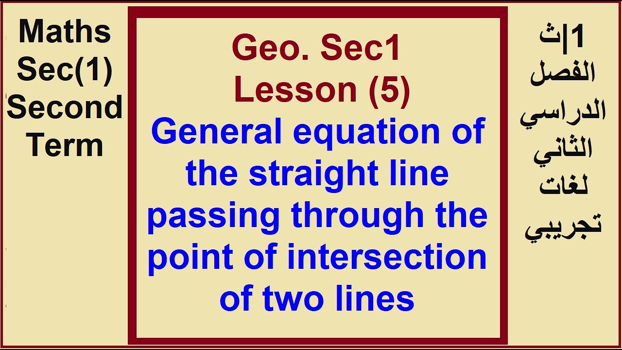 Geo Sec1, Lesson 5, General equation of the straight line - YouTube