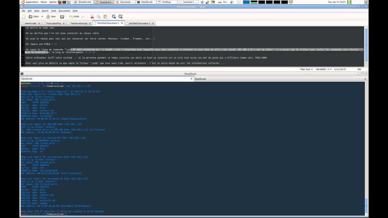 Tutoriel spoofing résaux avec ETTERCAP et Blackbuntu - YouTube