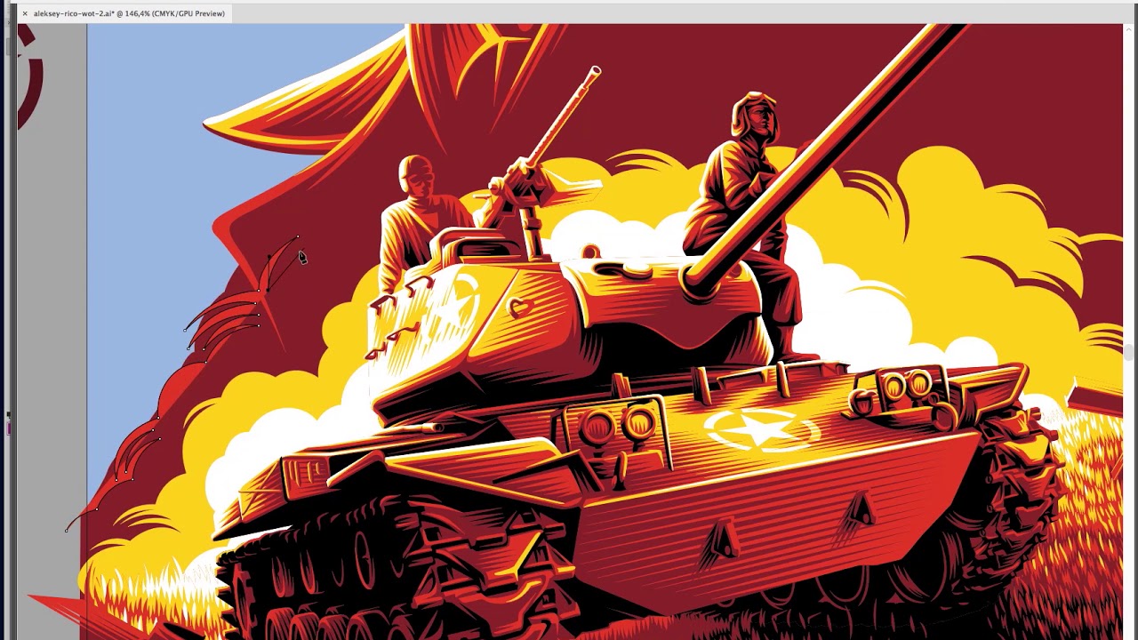 Process of drawing poster for World Of Tanks - YouTube