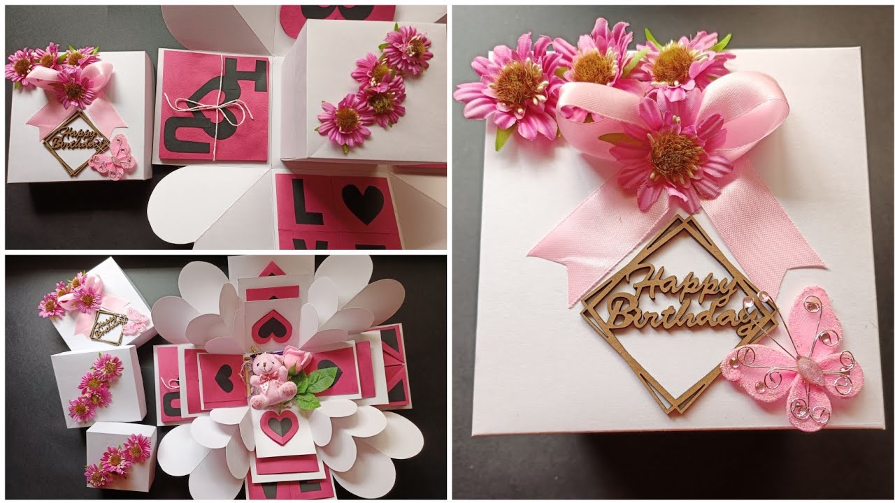 Birthday Explosion Box|| Explosion Box For Birthday|| Pink And White ...