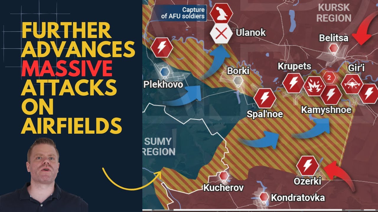 MASSIVE Strikes against Russian Airfields; further advances in Kursk. Ukraine Sitrep - YouTube