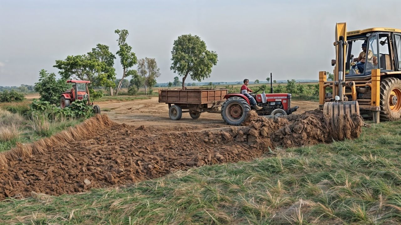 Earth Loading InAll Tractor||Massey Ferguson and Mahindra yuvo and ...