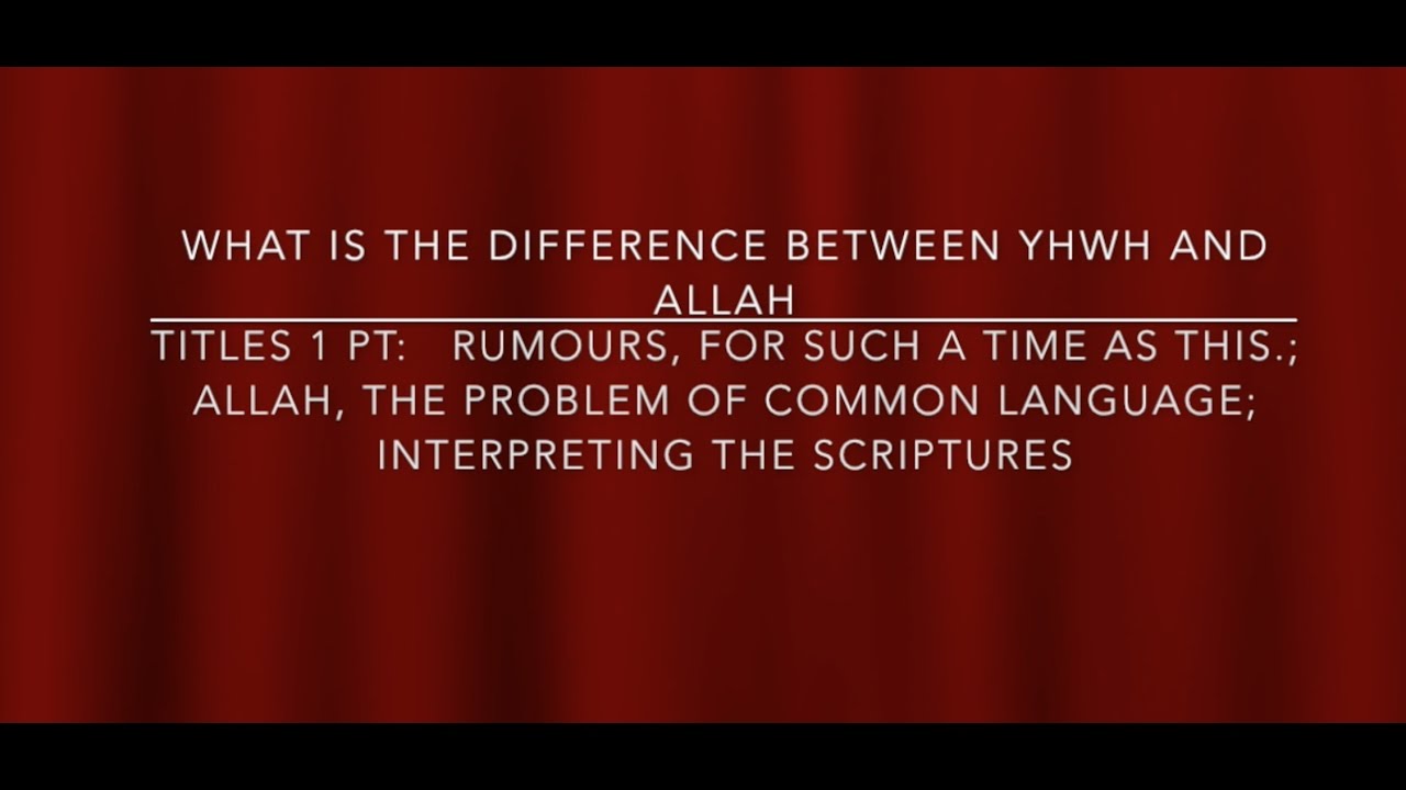 Is Allah of Mohammed the same God as YHWH of the Bible? 1. part - YouTube
