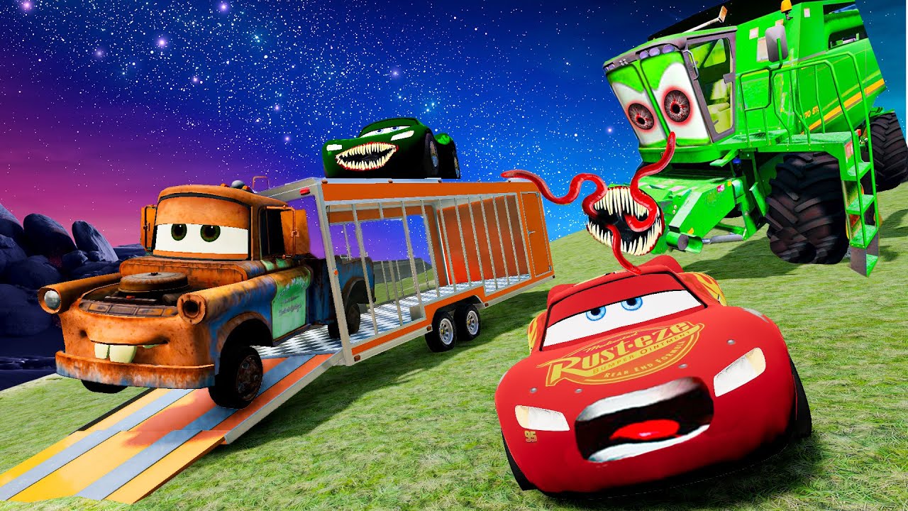 Angry Frank Tractor Zombie vs Lightning Mcqueen - MATER in Trouble ...