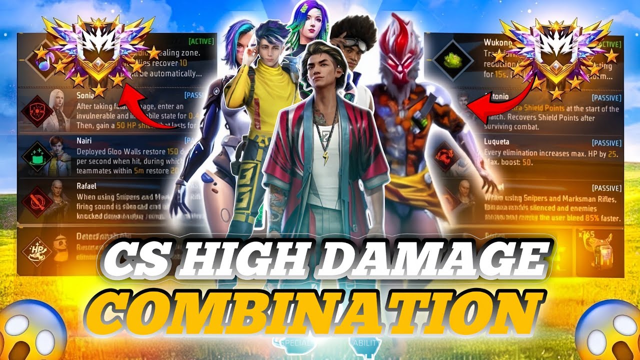 Cs Rank High Damage Character Combination 😱 Easy Grandmaster Push || CS ...