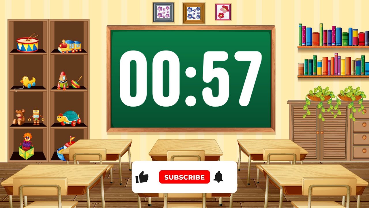 57 Second Timer with Fun Playful Kids Music Instrumental Countdown - YouTube