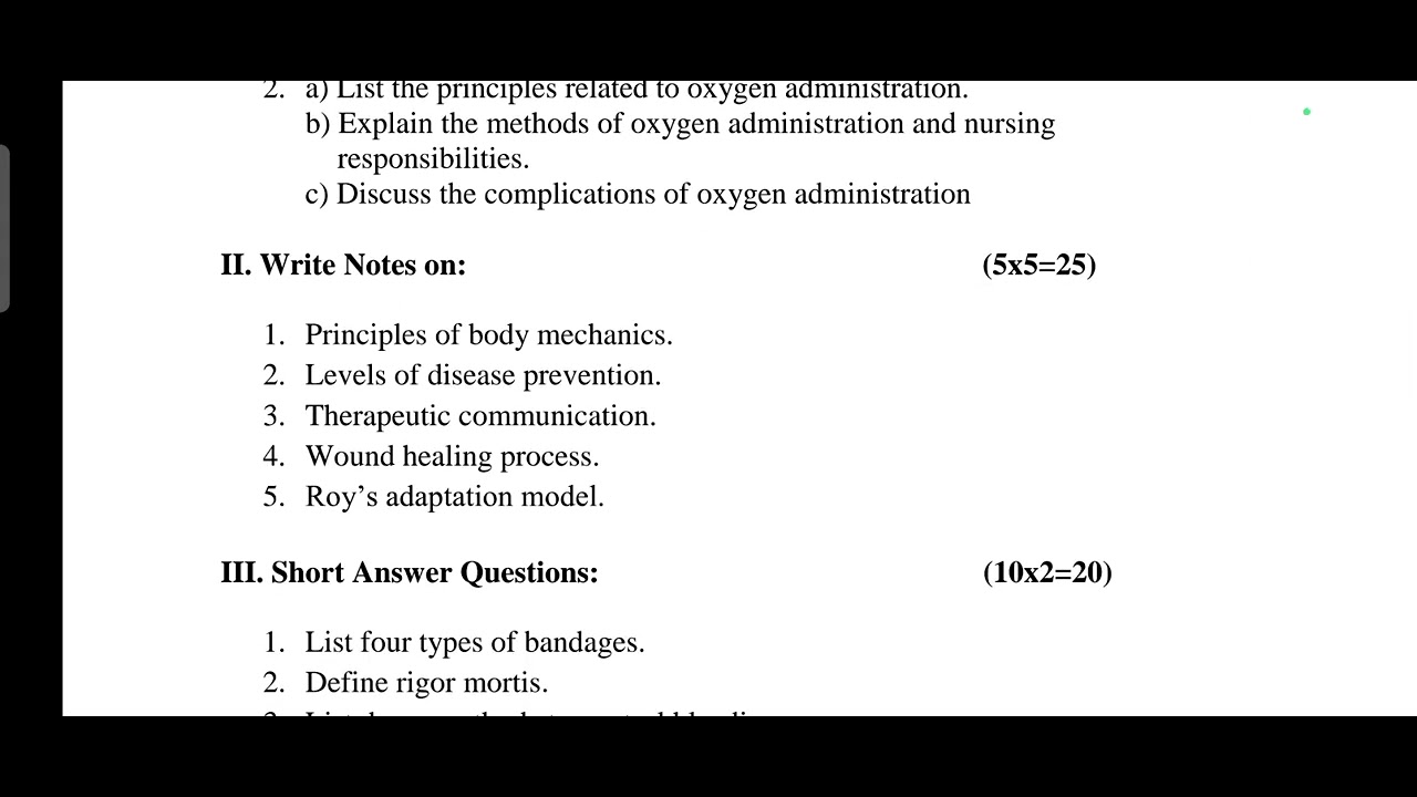 Nursing Foundation Question Paper for B.SC Nursing 1st year 2014 - YouTube