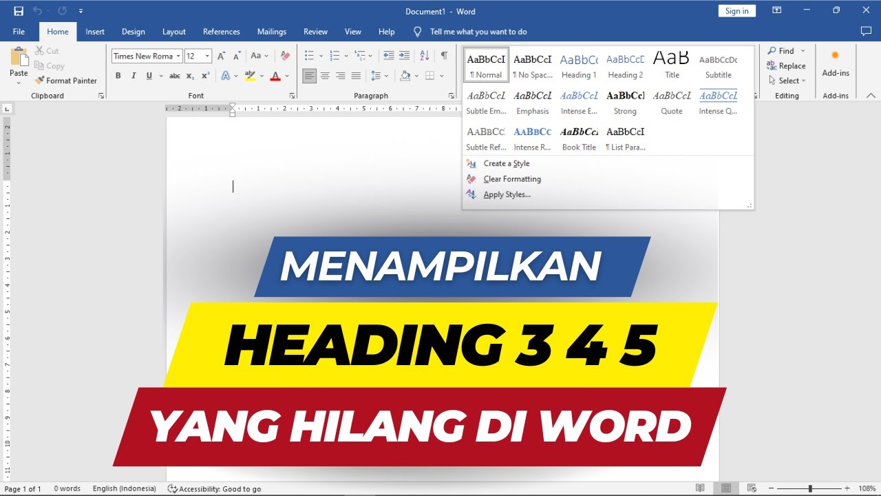 CARA MENAMPILKAN HEADING 3 4 5 6 YANG HILANG DI WORD - HEADING 3 TIDAK ...