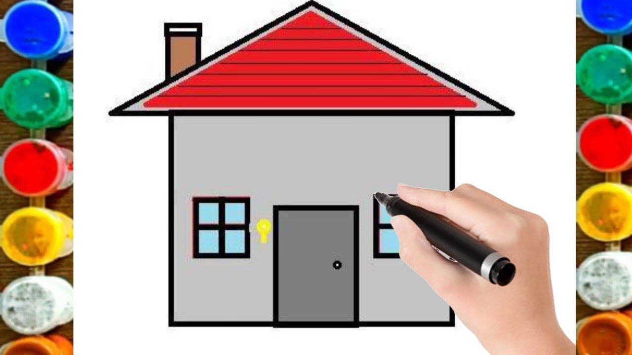 HOW TO DRAW A SIMPLE HOUSE DRAWING VERY EASY STEP BY STEP FOR KIDS ...