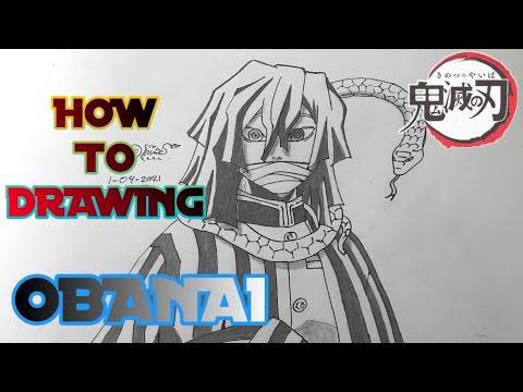 Drawing Obanai Iguro - Kimetsu No Yaiba black and white - YouTube