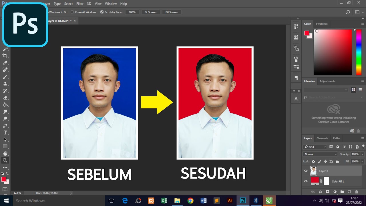 Cara Mengganti Warna Background Pas Foto Menggunakan Photoshop - YouTube