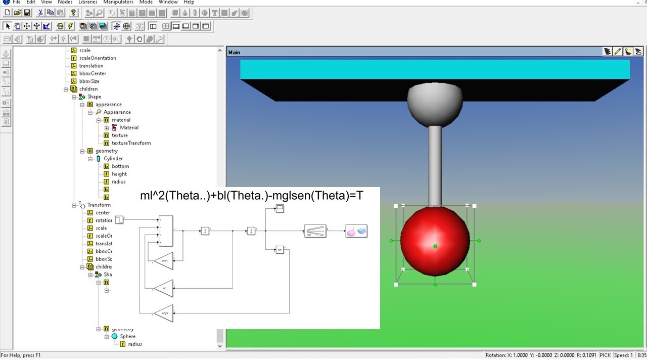 Modelo 3D del sistema péndulo simple en VREALM BUILDER y simulink - YouTube