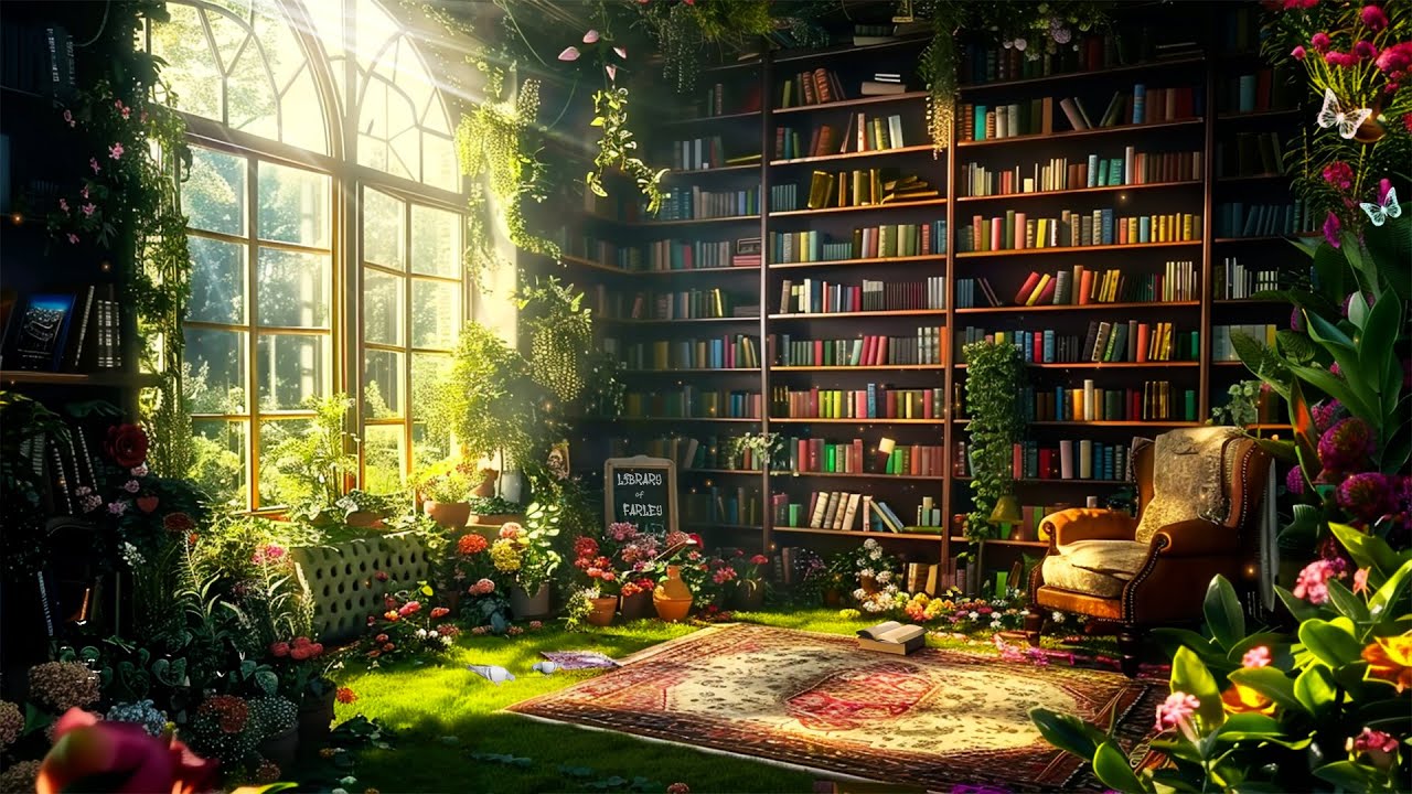 Enchanted Fantasy Magic Library 📚 Soft Flute Forest Music & Ambience ...
