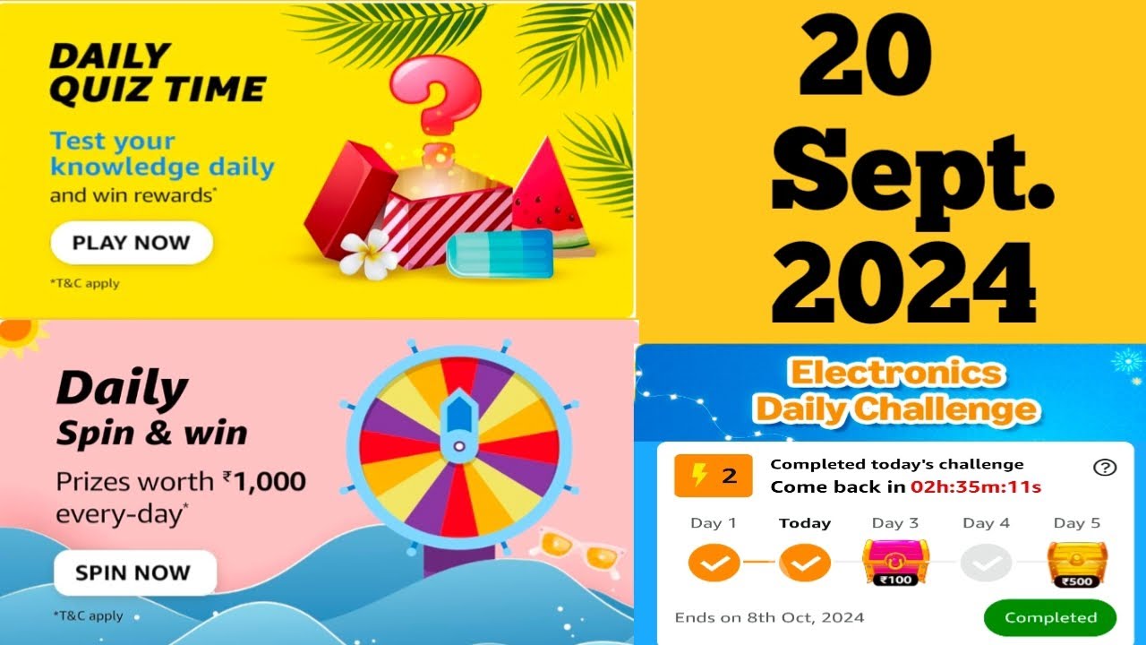Amazon Daily Quiz Time Answers Today || Amazon Daily Quiz Today 20 ...