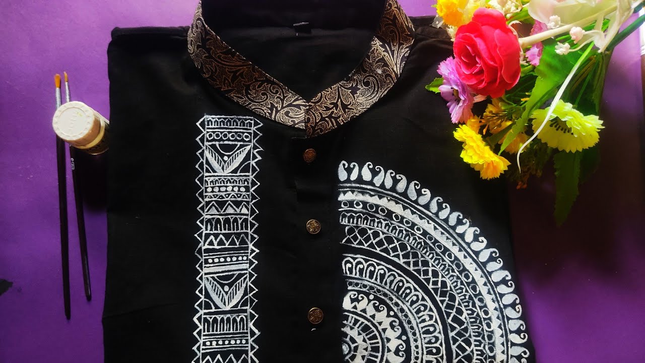 How to Paint Panjabi with mandala design / Acrylic Painting - YouTube