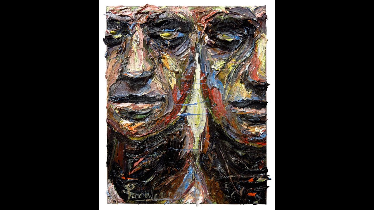 m964 - Original oil painting outsider portrait expressionism art ...