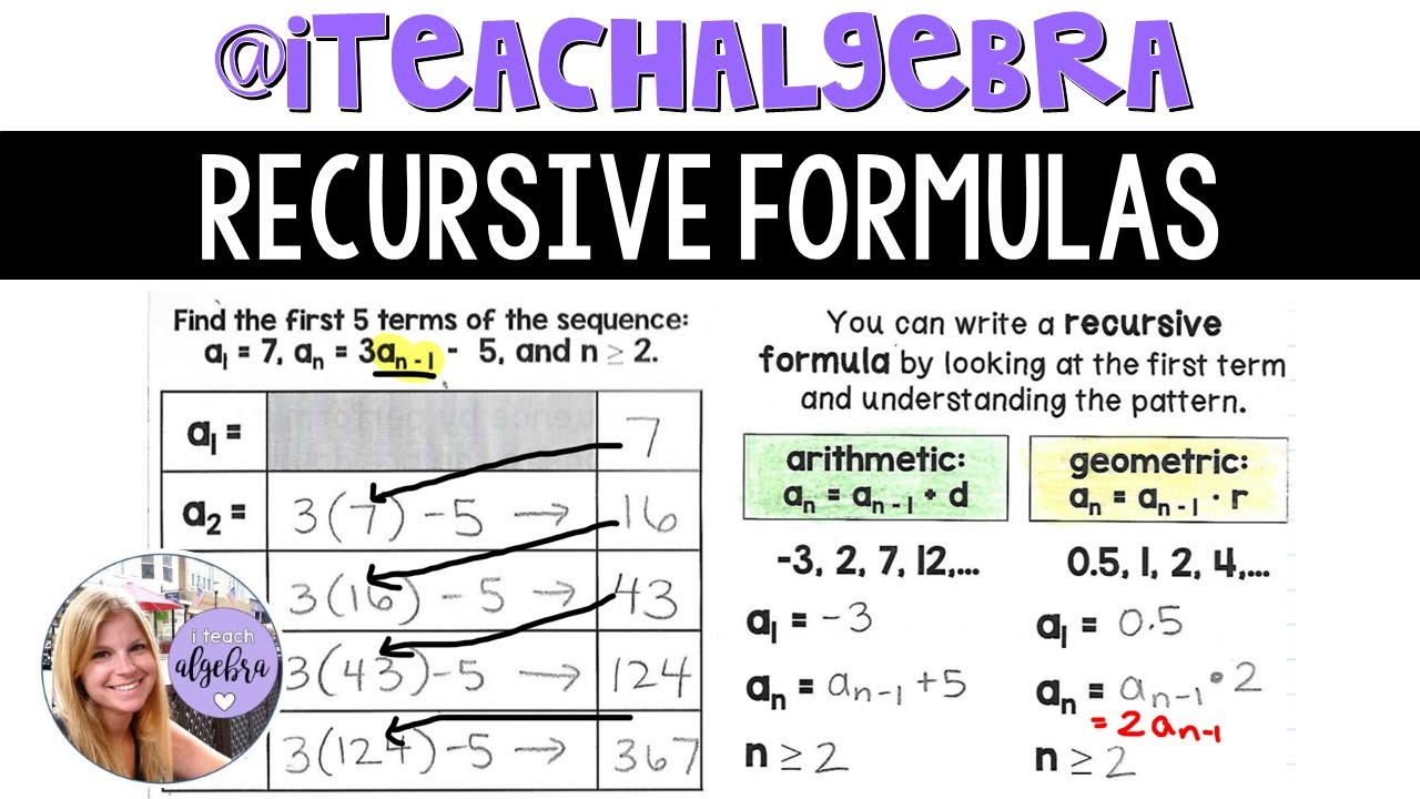 Algebra 1 Recursive Formulas Arithmetic And Geometric YouTube