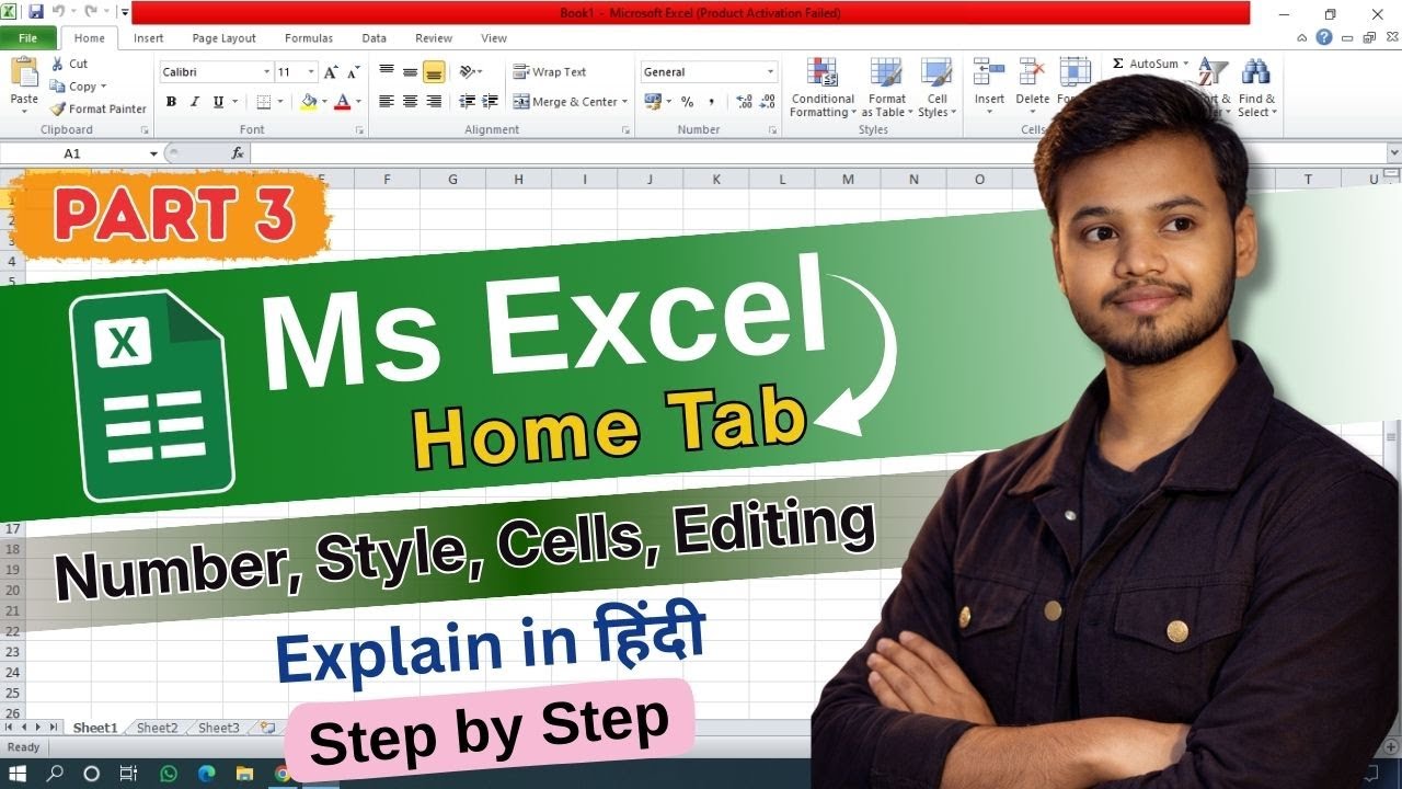 Excel home tab part 2 tutorial in hindi | excel Number, Style, Cells ...
