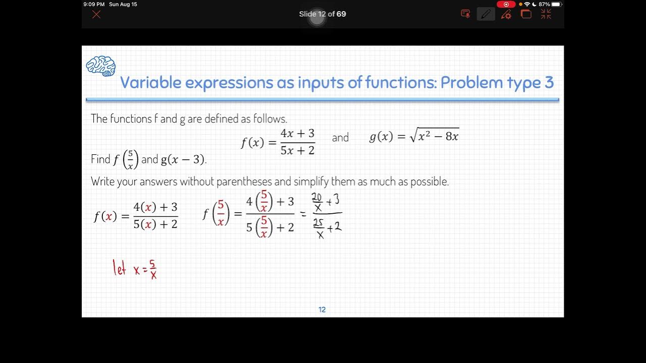 02.07 Variable expressions as inputs of functions: Problem type 3 - YouTube