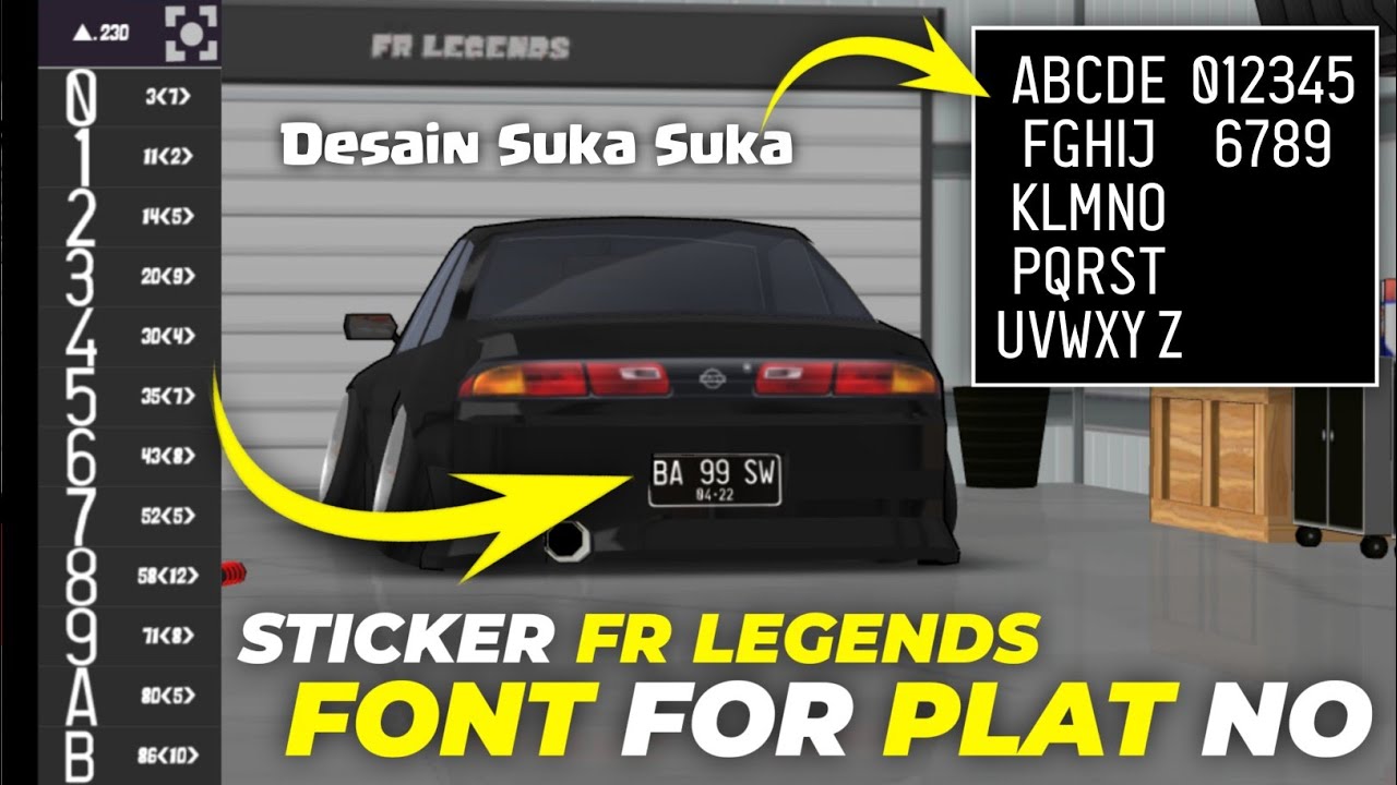 Sticker Font Untuk Membuat Plat No Fr Legends || Livery Fr Legends ...