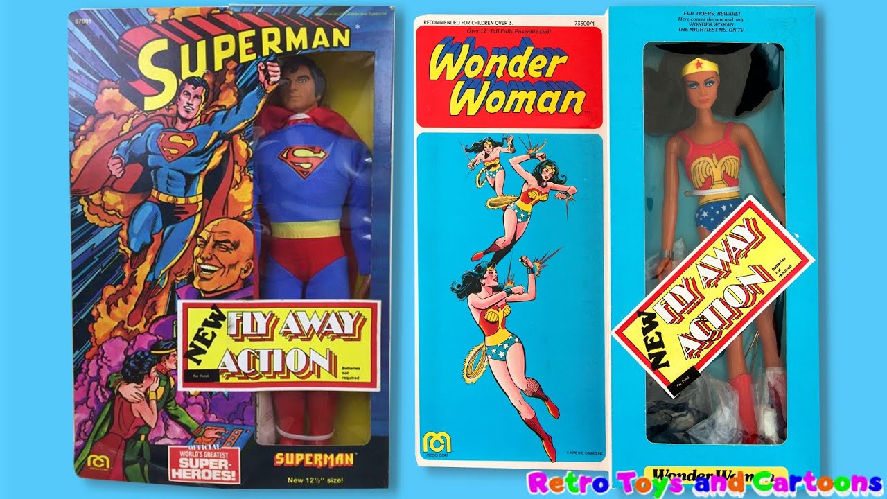 Superman Wonder Woman New Fly Away Action Mego Commercial Retro Toys ...