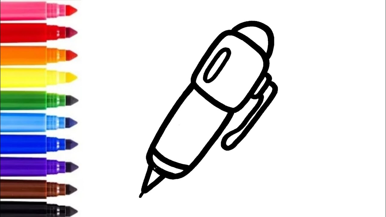How to draw a Pen 🖊 | Pen Drawing, Painting and Coloring for kids ...
