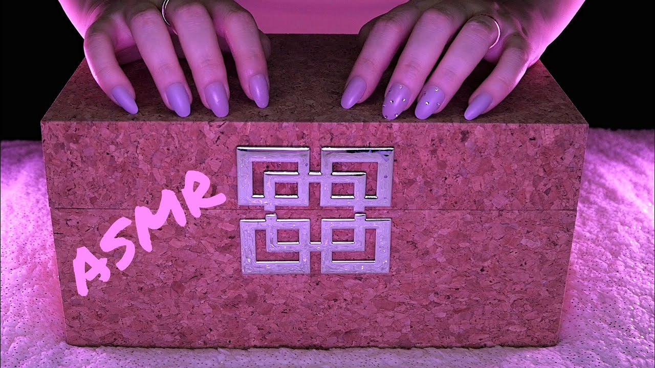 🎧ASMR 5 TINGLY BOXES 📦 (cork, faux leather, metal, cardboard, and bumpy ...