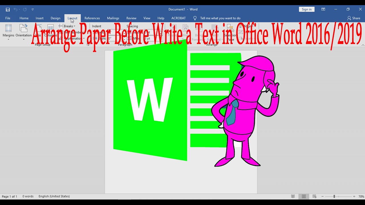Learn to Arrange Paper Before Write a Text in Office Word - YouTube
