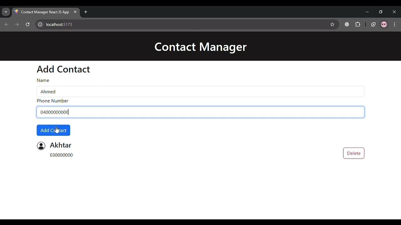 Contacts Manager React JS Project. - YouTube