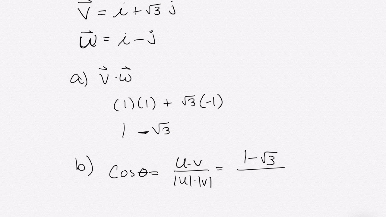 The Dot Product and Angle Between Two Vectors - YouTube