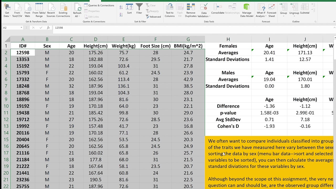 Sorting Class Data By Sex Youtube
