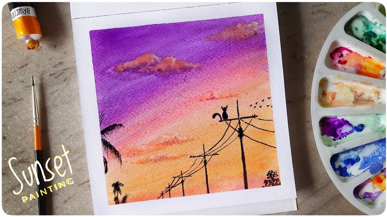 How to draw purple Sunset sky – Paint With Me || Co.L - YouTube