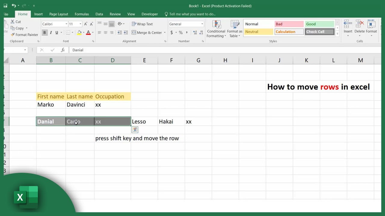How to move rows in excel - YouTube